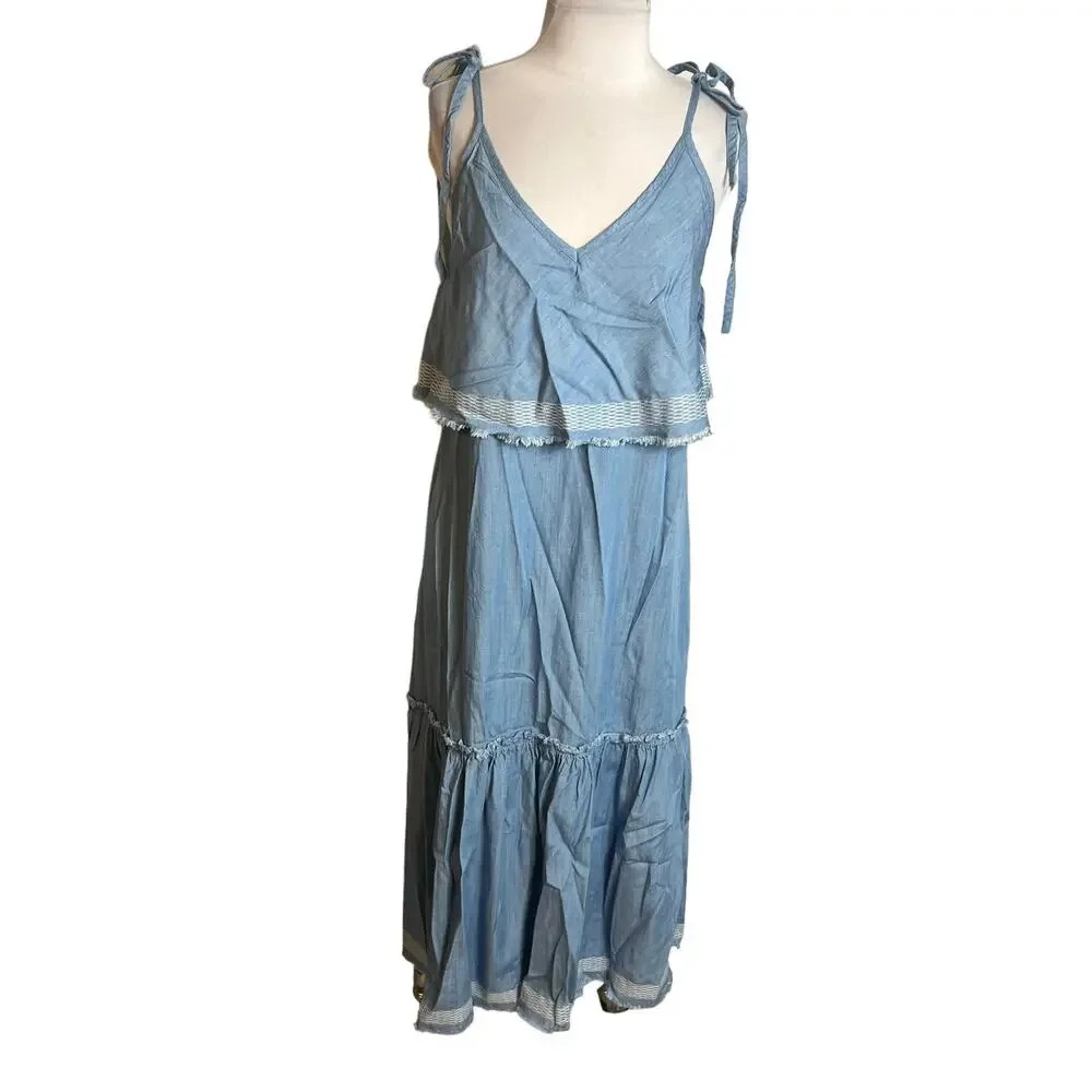 SUBOO | Dresses | Suboo Outlaw Chambray Tiered Maxi Dress | Poshmark